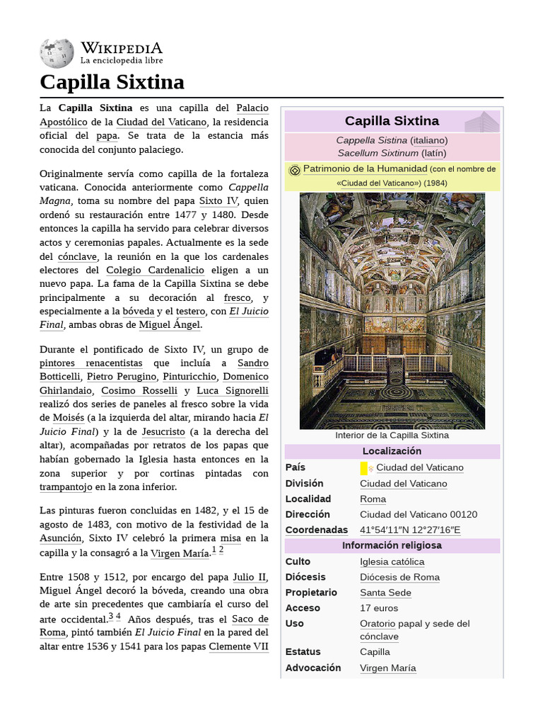 Capilla Sixtina | PDF