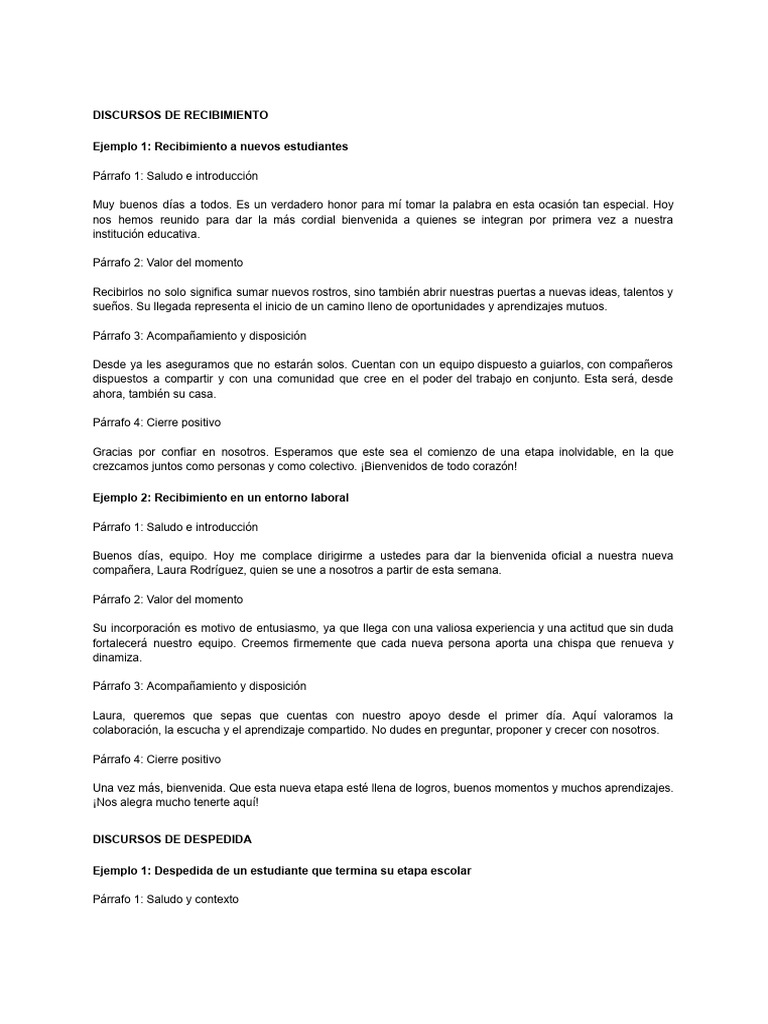 Ejemplo de Discursos para 5to B | PDF