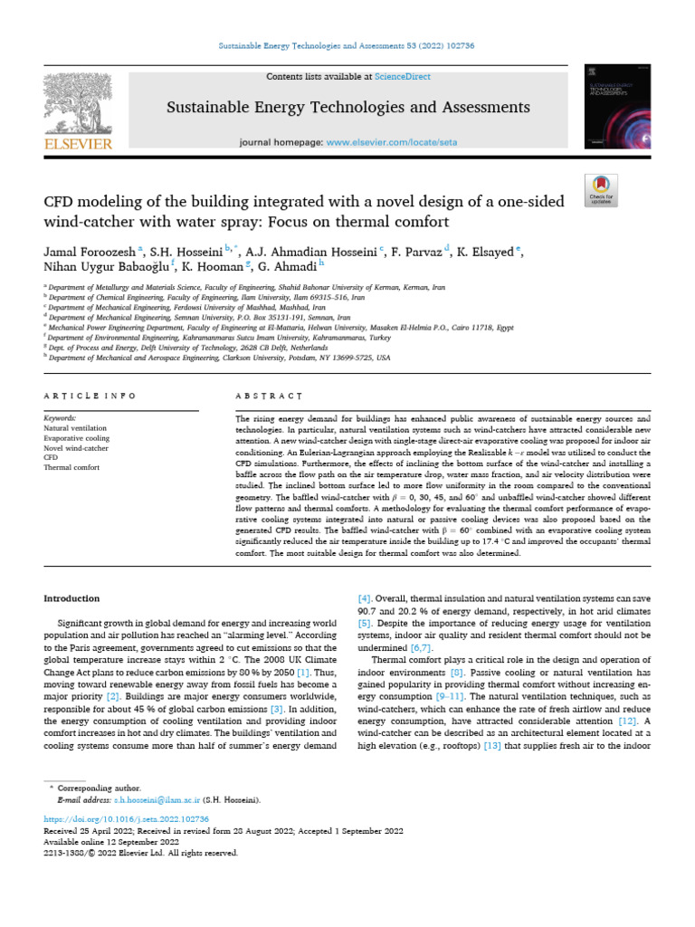 CFD Modeling of The Building Integrated With A Novel - 2022 ...