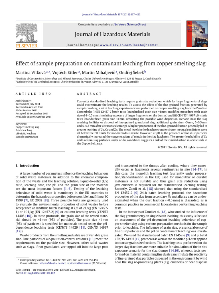 Sample Preparation Slag Leaching | PDF | Hydroxide | Ph