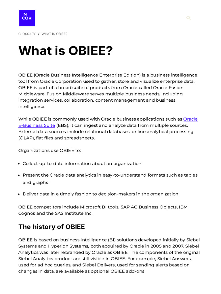 What Is OBIEE - Oracle Bi Performance Monitoring - Incorta | PDF | Oracle Corporation | Business ...