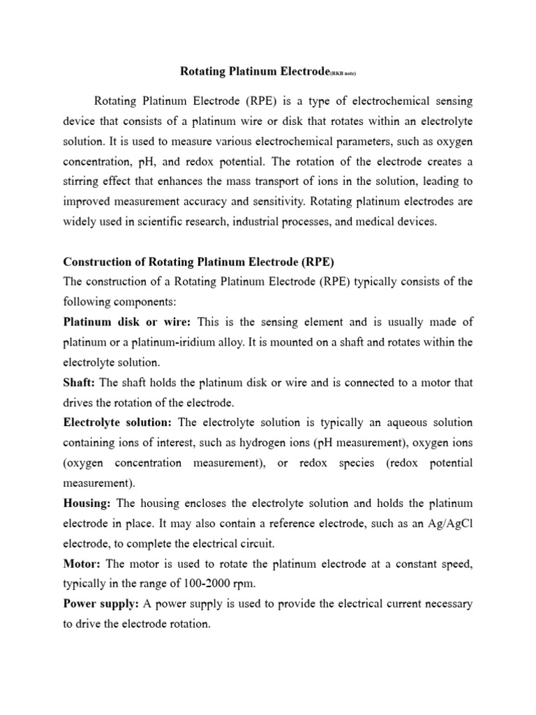 Rotating Platinum Electrode | PDF | Physical Sciences | Chemistry