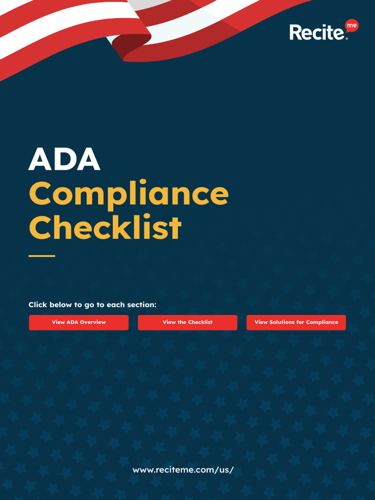 ADA Compliance Checklist | PDF | Americans With Disabilities Act Of 1990 | Regulatory Compliance