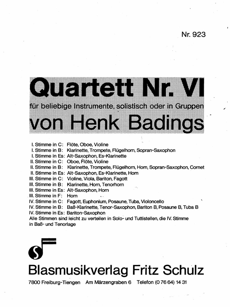 Quartett Conductor Score and Part Scores | PDF