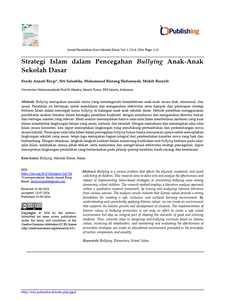 Sendy+Annafi+Rizqi_Strategi+Islam+dalam+Pencegahan+Bullying+Anak-Anak+Sekolah+Dasar | PDF