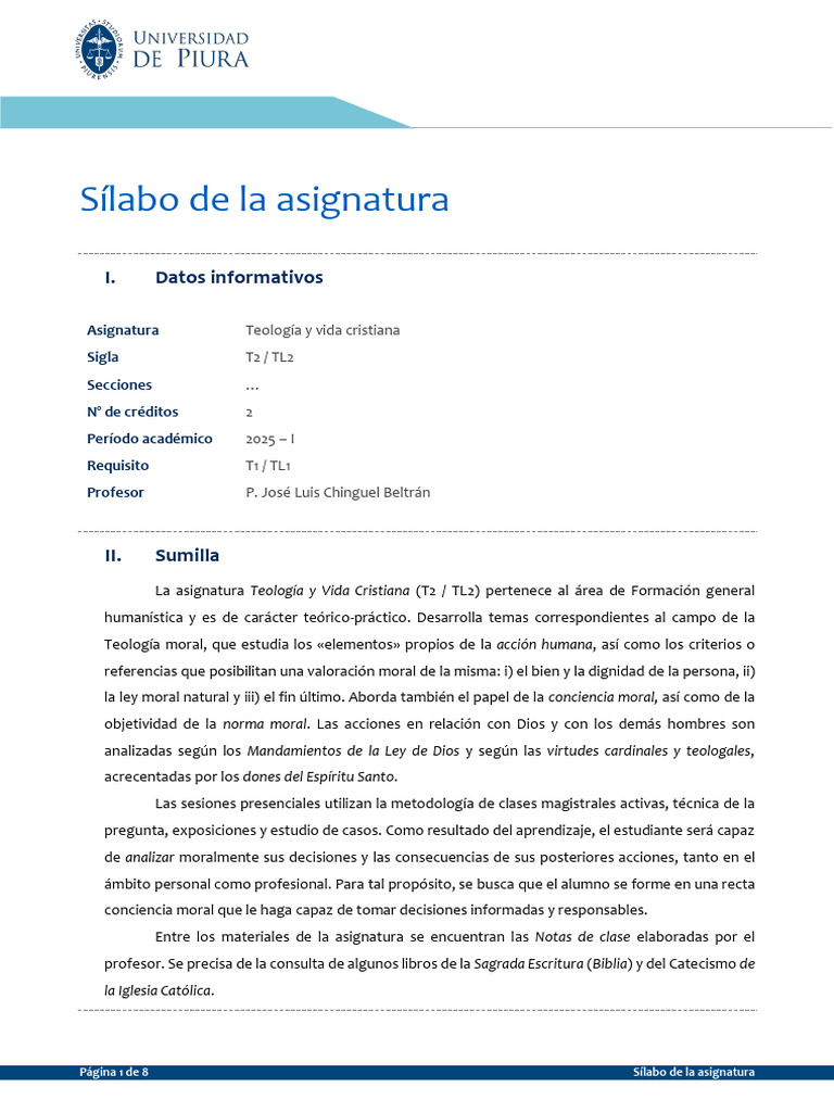 TE2 - Syllabus - 2025 - I | PDF | Moralidad | Evaluación