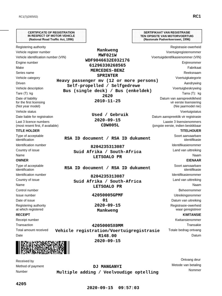 BRNC - Certificate Letsoalo | PDF