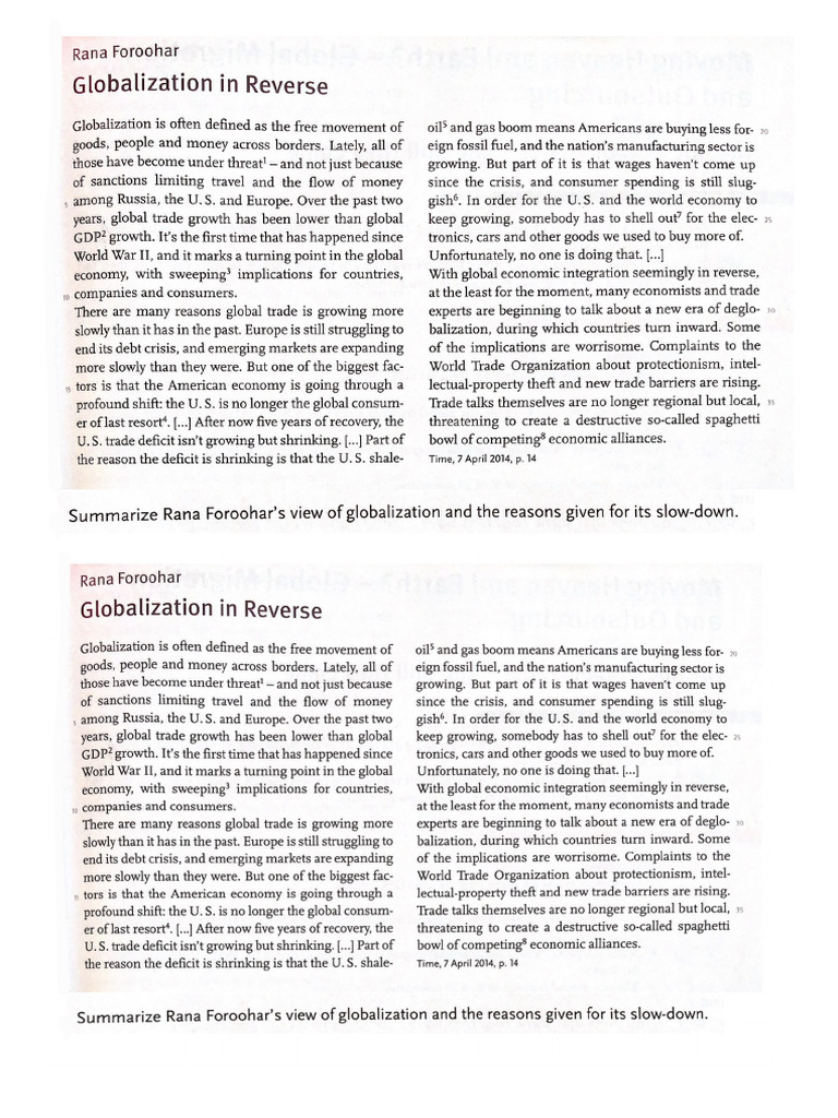 Globalisation Outline Task | PDF