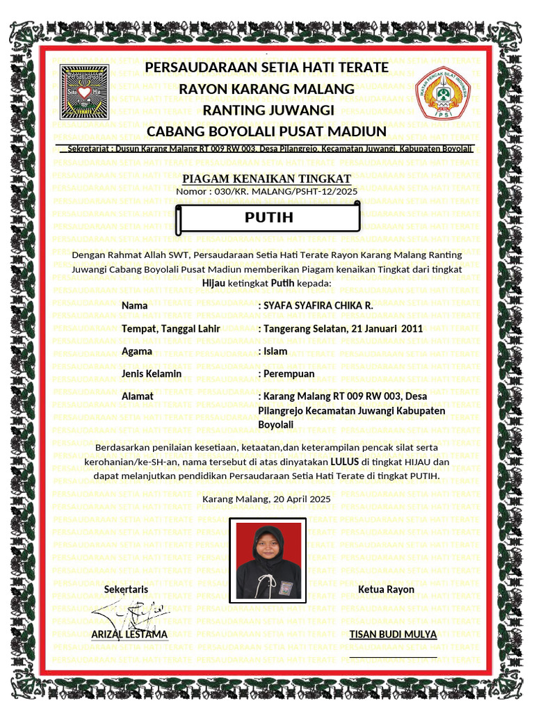 Piagam-Hijau Chika | PDF