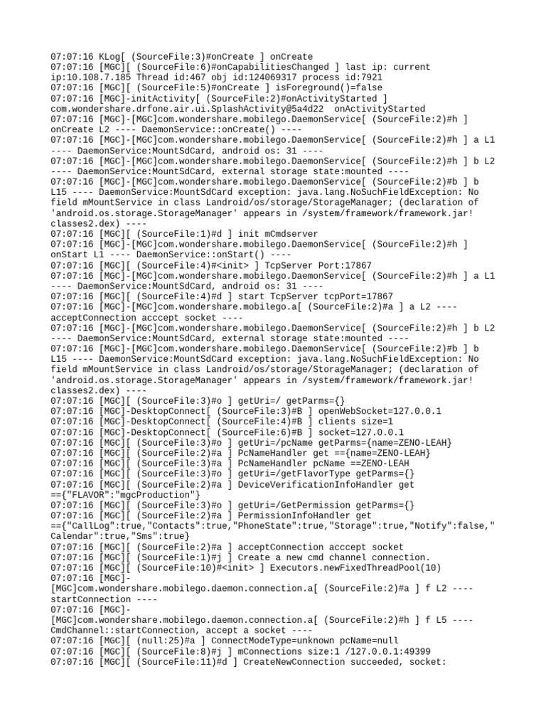 Wondershare MobileGo Daemon Log Analysis | PDF | Computing | Computer ...