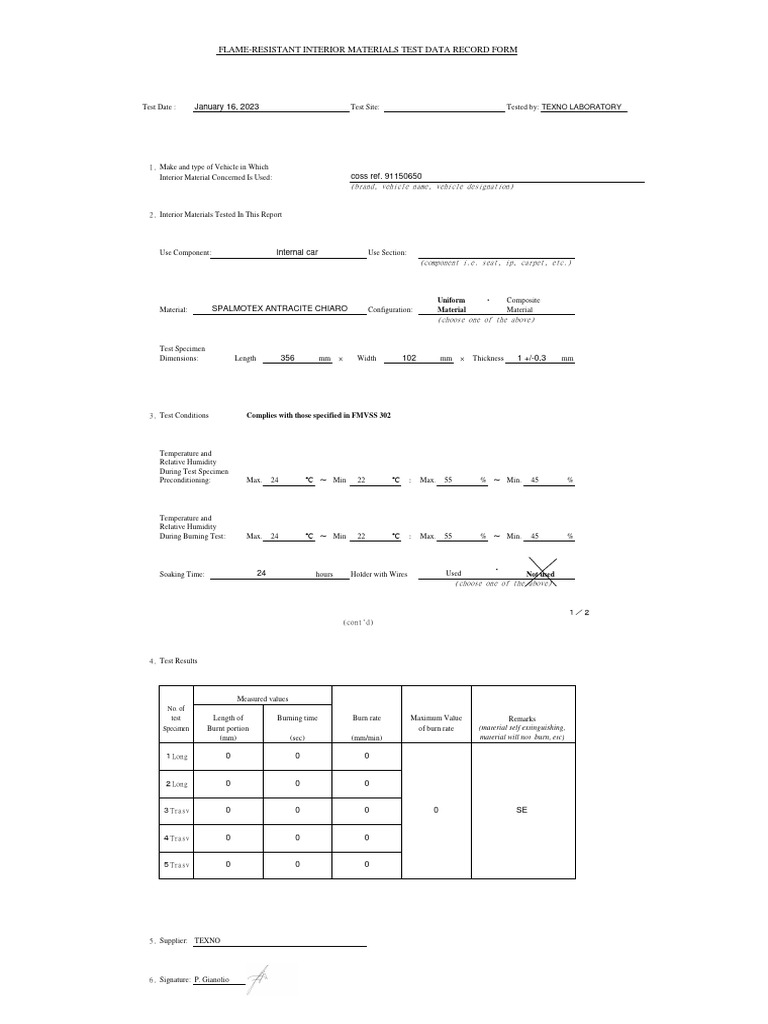 Spalmotex Flammability Test Report | PDF | Mechanical Engineering ...