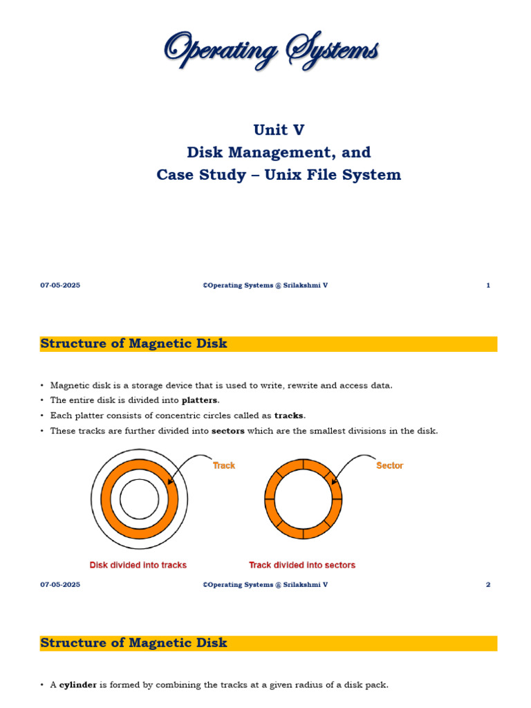 Unit V - Disk Management and Case Study - Unix Systems | PDF | Booting | Disk Storage