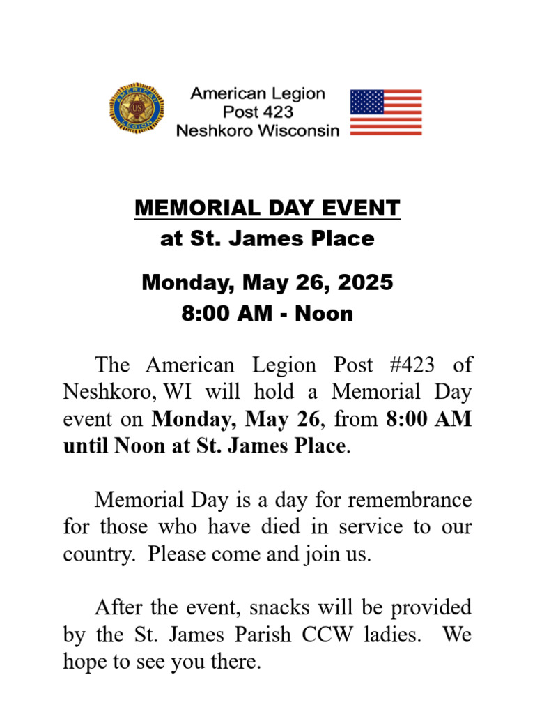 Memorial Day Event at Post 423 | PDF