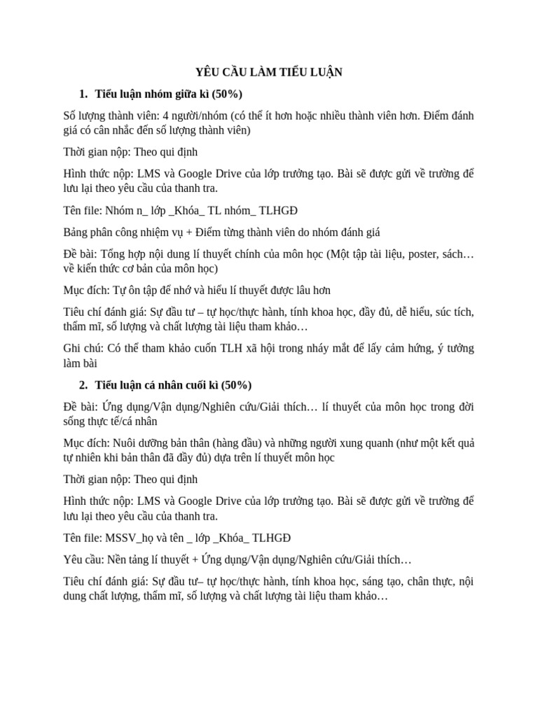 Yeu Cau Lam Tieu Luan | PDF