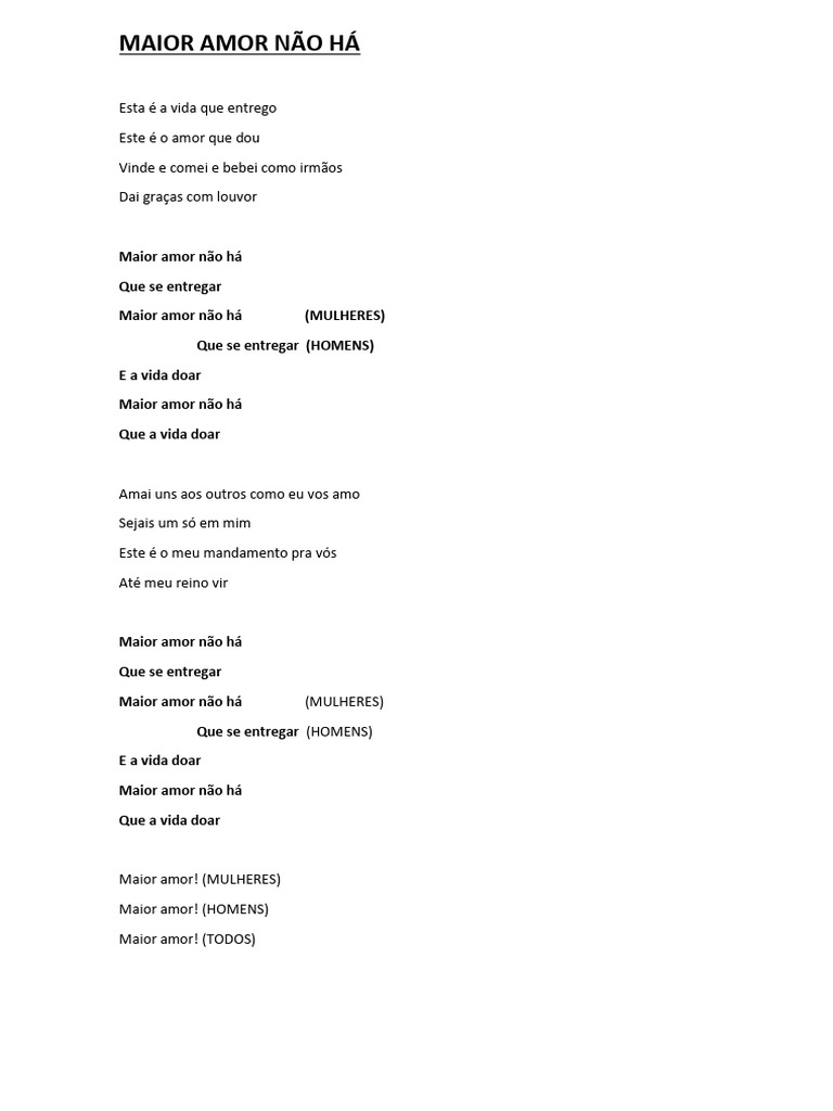 Letra - Maior Amor - VIVO ESTÁ | PDF