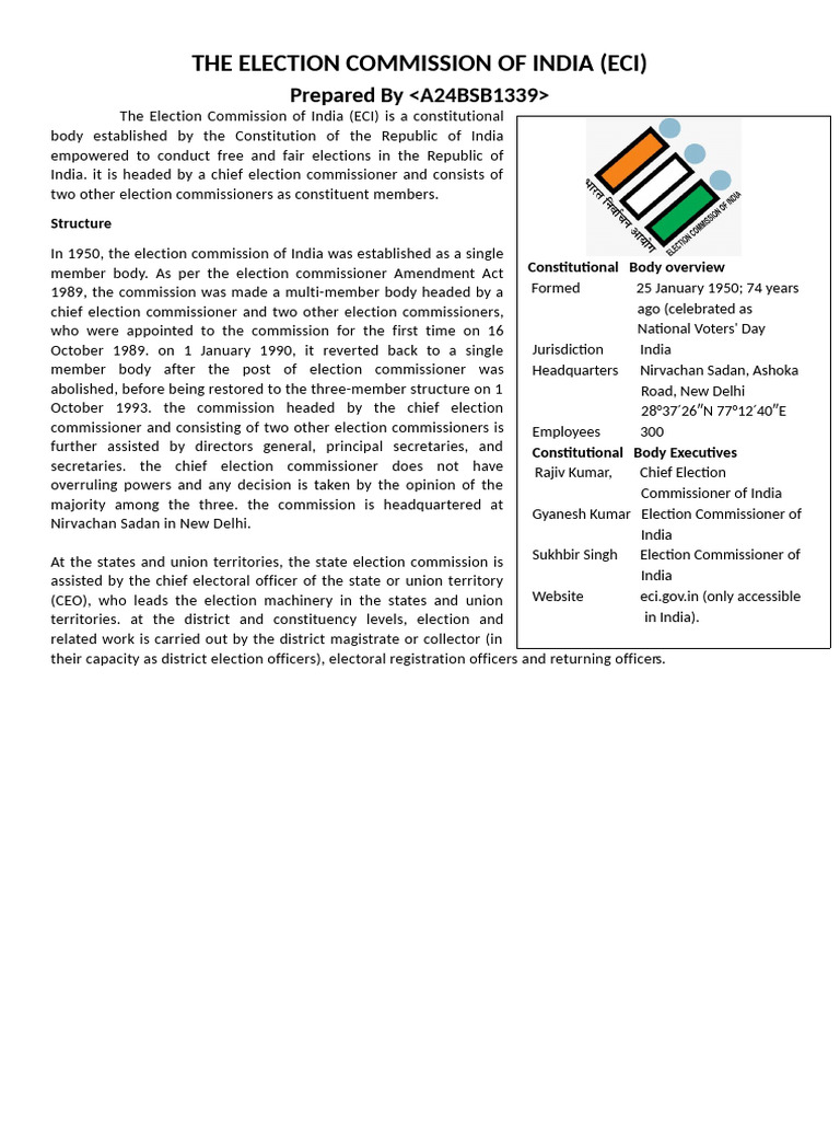 The Election Commission of India | PDF | Forms Of Government | Governance
