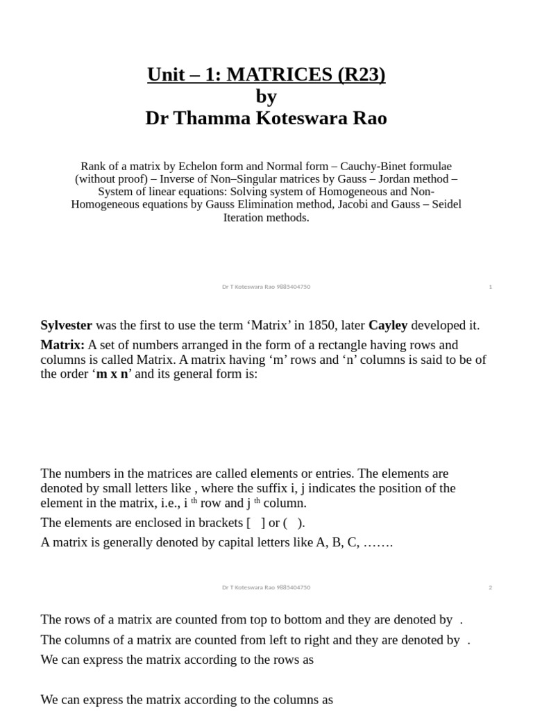 Rank and Normal Form of Matrices | PDF | Matrix (Mathematics) | Determinant