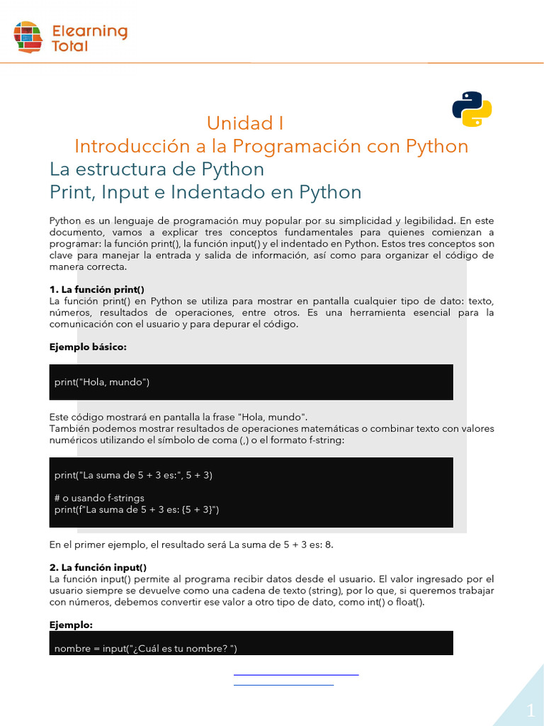 La Estructura de Python Input Identado | PDF | Python (lenguaje de programación) | Lenguaje de ...
