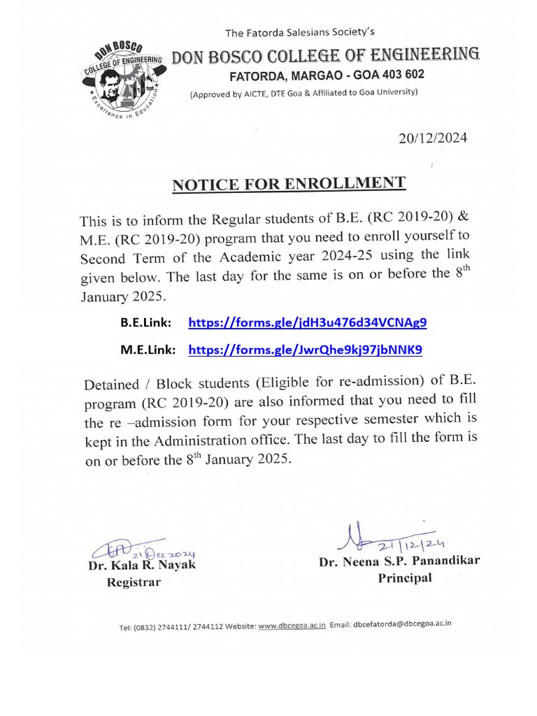 Form Links for B.E. and M.E. Programs | PDF