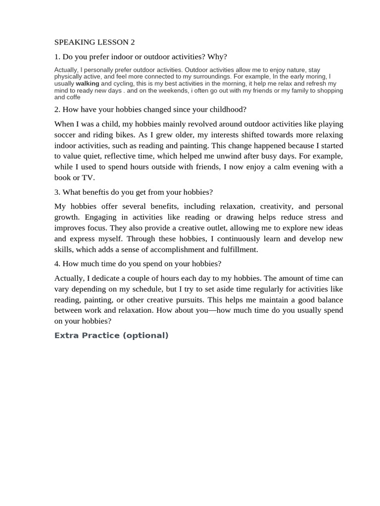 SPEAKING LESSON 2 | PDF