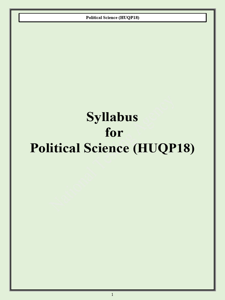 HUQP18 Political Science Syllabus | PDF