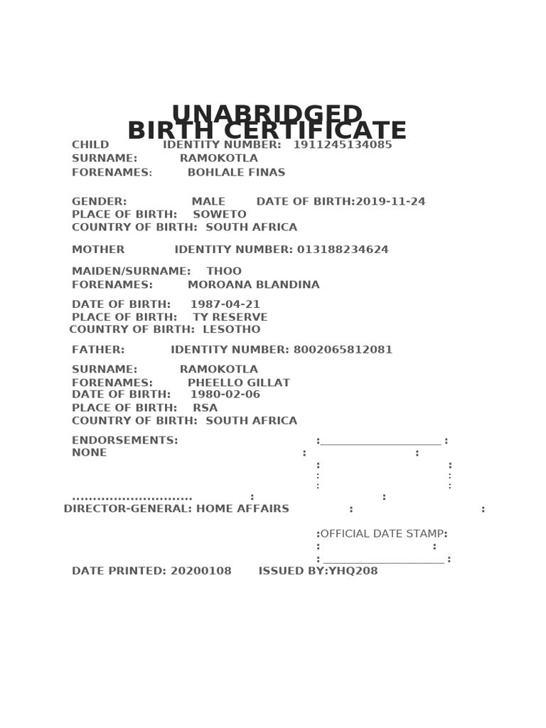 NEW BIRTH CERTIFICATE 2014 UNABRIDGED - Doc ML | PDF
