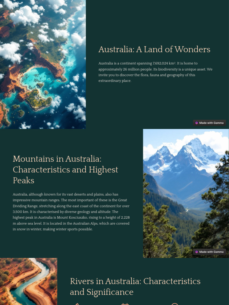 Australia A Land of Wonders | PDF | Australia | Mountains