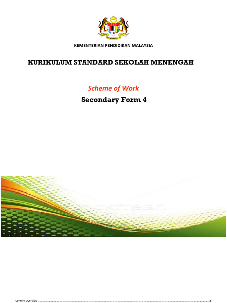 SOW Form 4 | PDF | Teachers | Curriculum