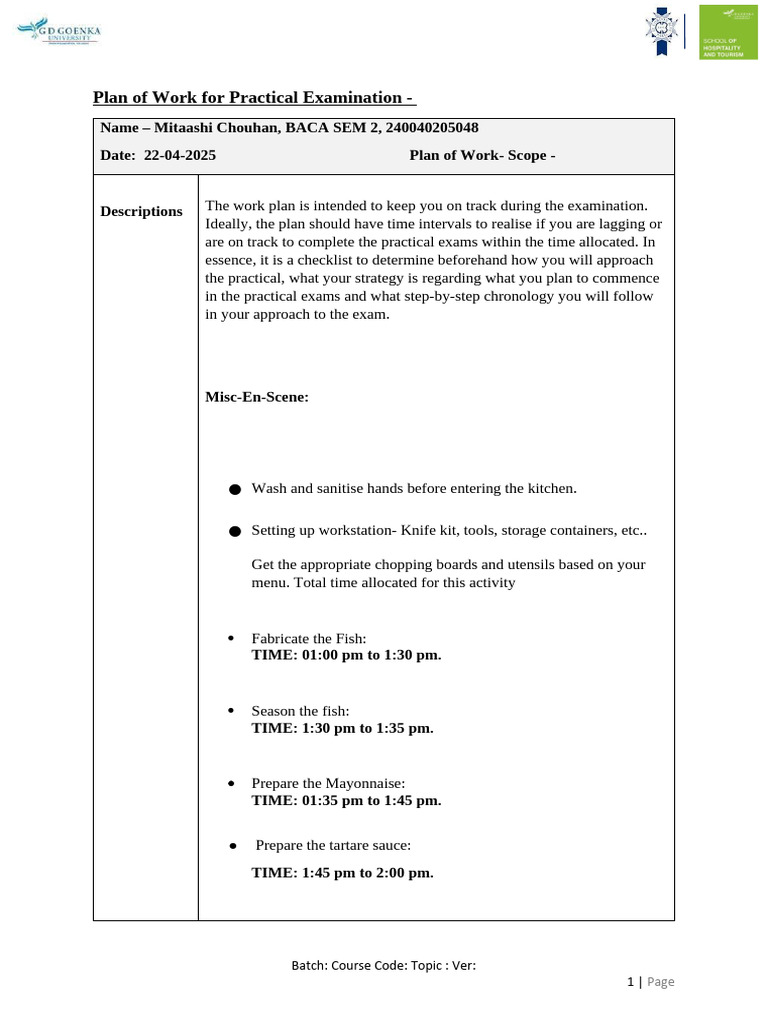 Plan of Work | PDF