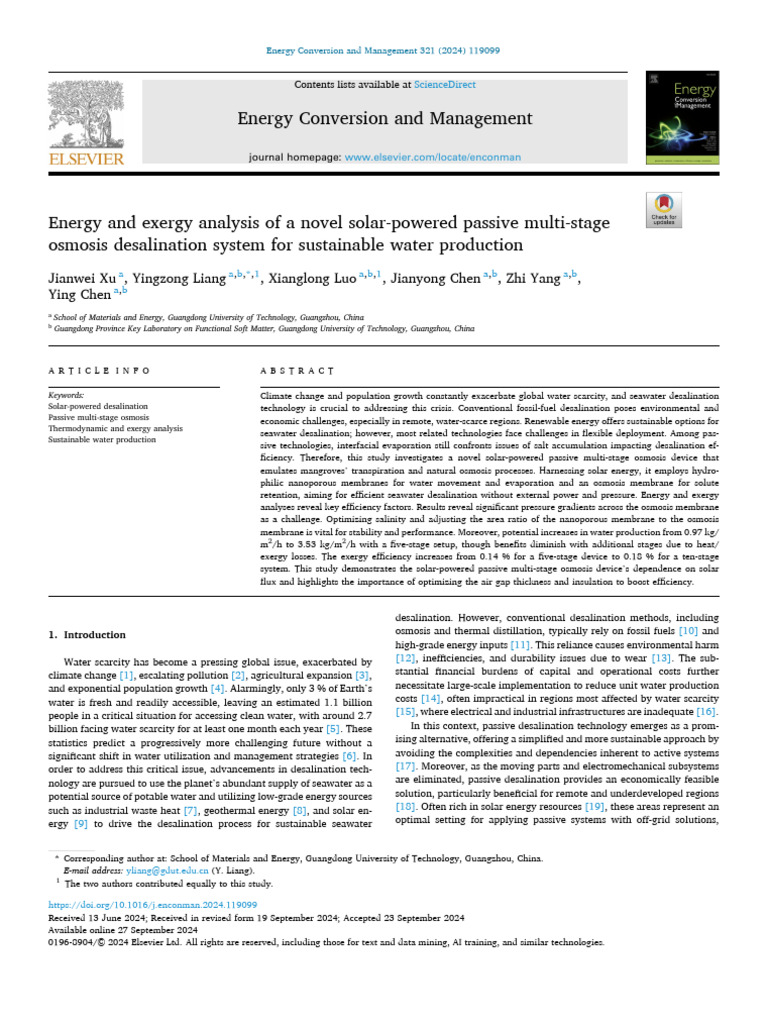 Energy And Exergy Analysis Of A Novel Solar Powered Passive Multi Stage Pdf Exergy Heat