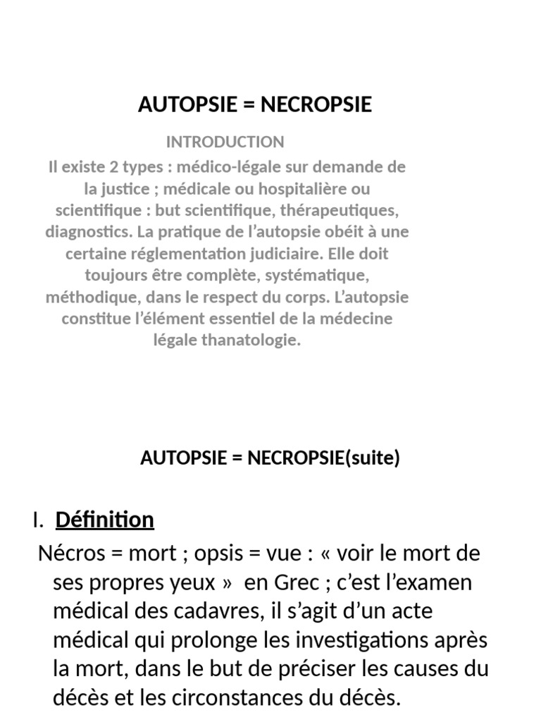 Définition et Pratique de l'Autopsie | PDF | Autopsie | Anatomie