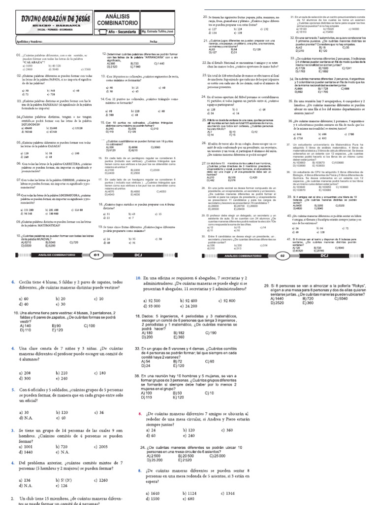 Analisis Combinatorio Epejos Dcj | PDF