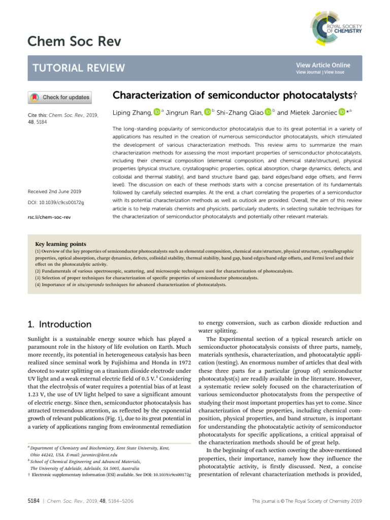 Characterization of Semiconductor Photocatalysts | PDF | Energy Dispersive X Ray Spectroscopy ...