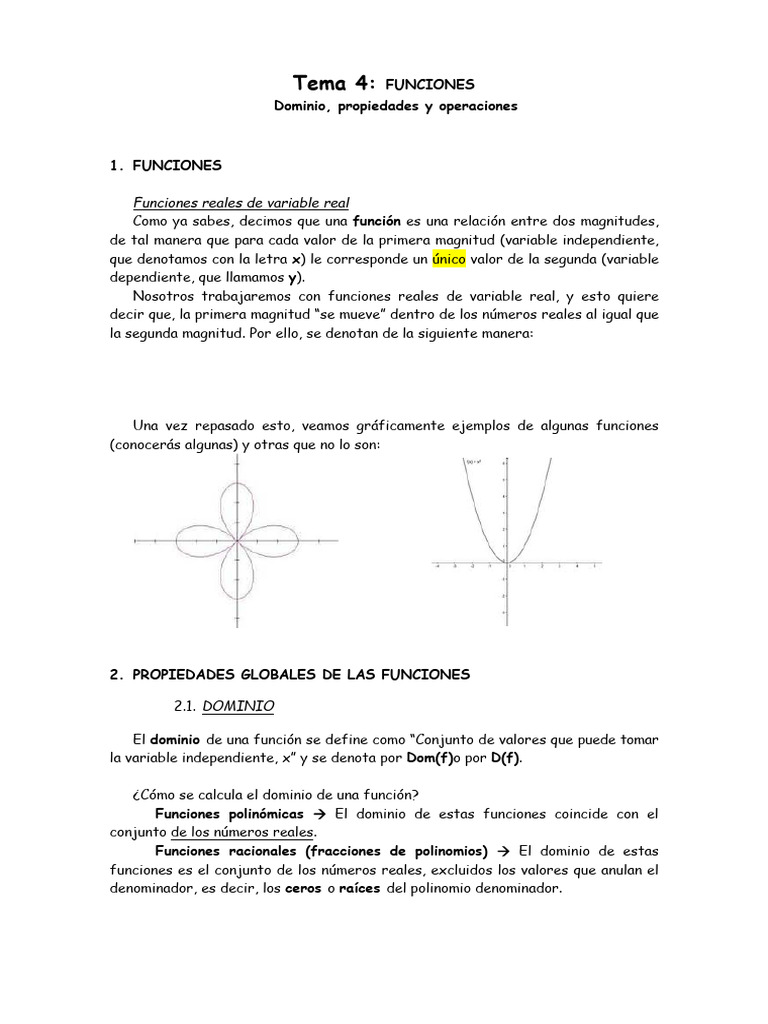 Repaso Funciones. Propiedades y Operaciones | PDF | Función (Matemáticas) | Número Real