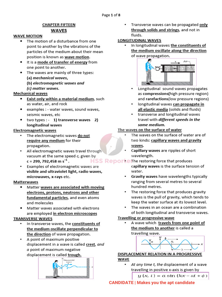 HSSRPTR - +1 Phy Chapter 15-WAVES | PDF | Waves | Wavelength