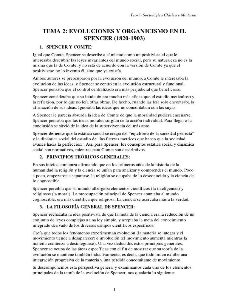 Organicismo en la Sociología de Spencer | PDF | Sociología | Sociedad