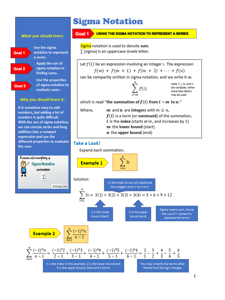 Unit 2 L2 Sigma Notation | PDF | Summation | Notation