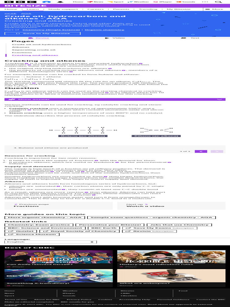 Cracking and Alkenes - Crude Oil, Hydrocarbons and Alkanes - AQA - GCSE ...