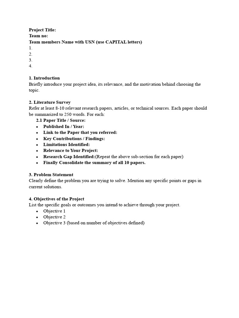 Literature Survey Format for Projects | PDF