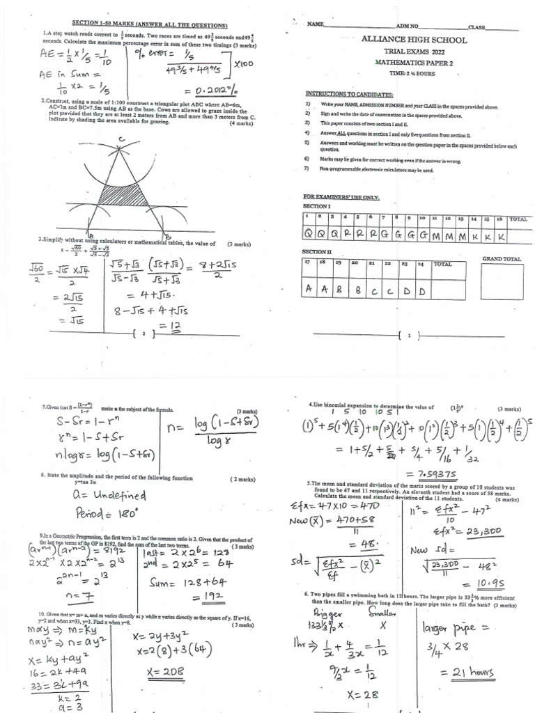 Mathematics Paper 2 Ms 1 | PDF