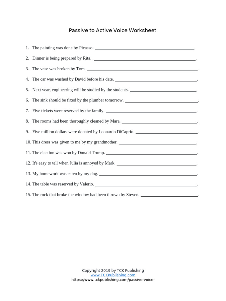 Passive Into Active Worksheet-2 | PDF