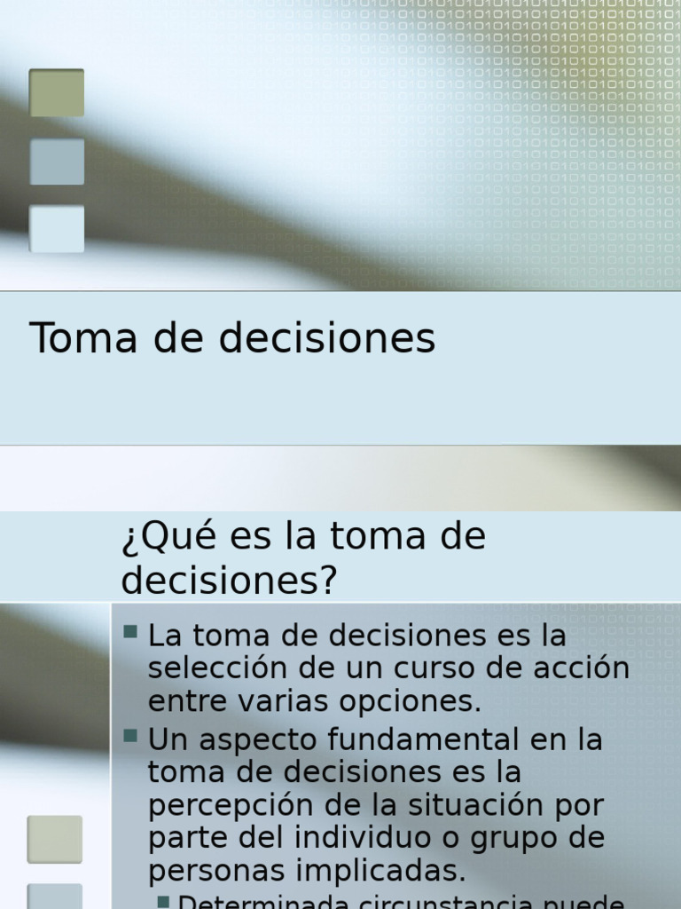Toma de Decisiones | PDF | Toma de decisiones | Ciencias del comportamiento