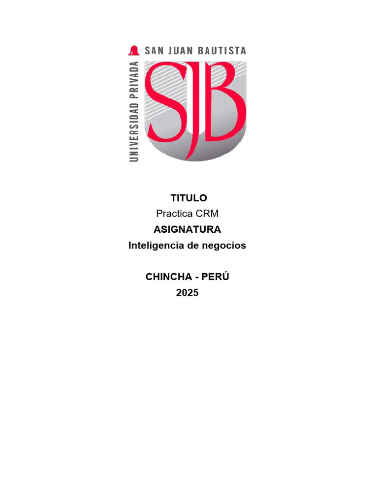 Titulo Asignatura Inteligencia de Negocios Chincha - Perú 2025 | PDF