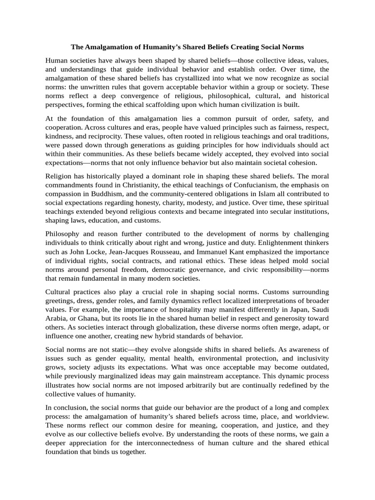 Amalgamation of Shared Human Beliefs | PDF | Liberal Arts Education ...