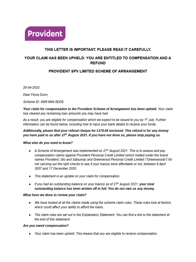 496f-9fd4-5DD6 Provident Compensation Letter 20-04-2022 | PDF | Banks ...