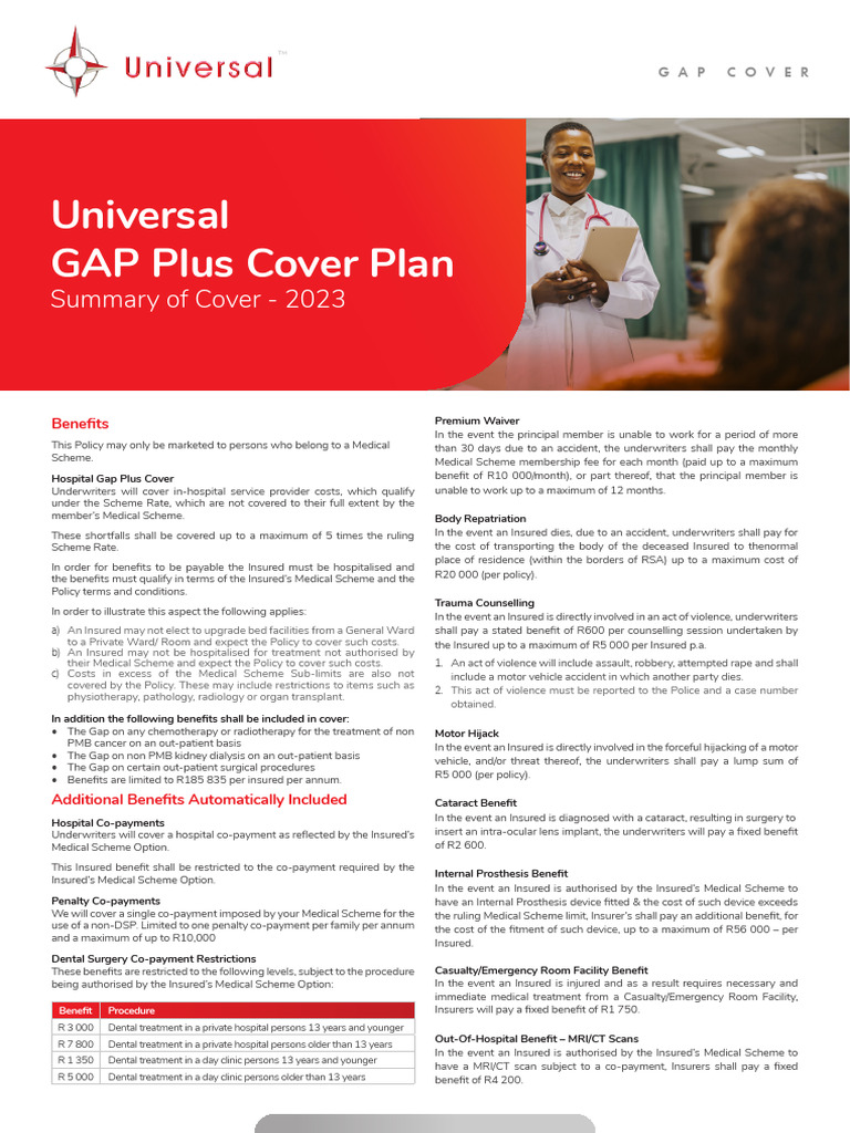 Universal Gap Plus Cover Summary 2023 | PDF | Insurance | Emergency ...