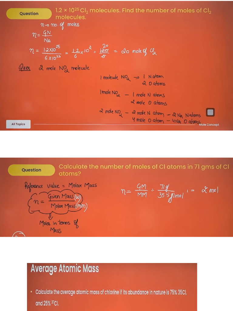 Mole Concept and Applications Questions | PDF