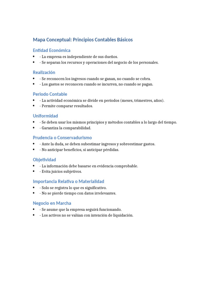Mapa Conceptual Principios Contables | PDF