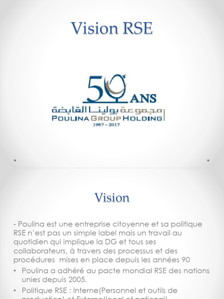 Vision RSE de Poulina : Engagement et Impact | PDF | Responsabilité ...
