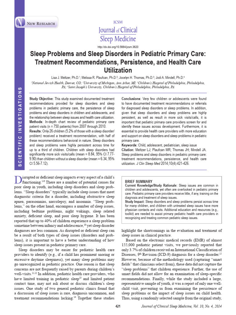 Sleep Problems in Pediatric Health Care | PDF | Sleep Disorder | Pediatrics